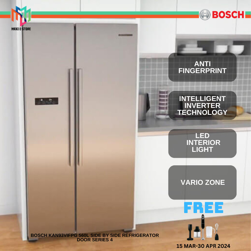 Bosch KAN93VIFPG 560L Side by Side Refrigerator Door Series 4 Stainless ...