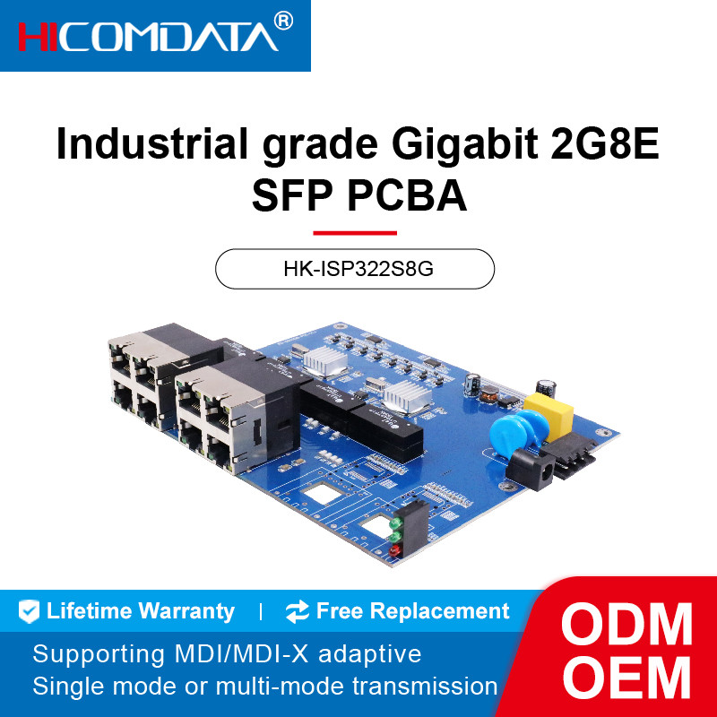 HICOMDATA Industrial-Grade PoE Gigabit 2G8E Switch SFP PCBA (2 Fiber, 8 ...