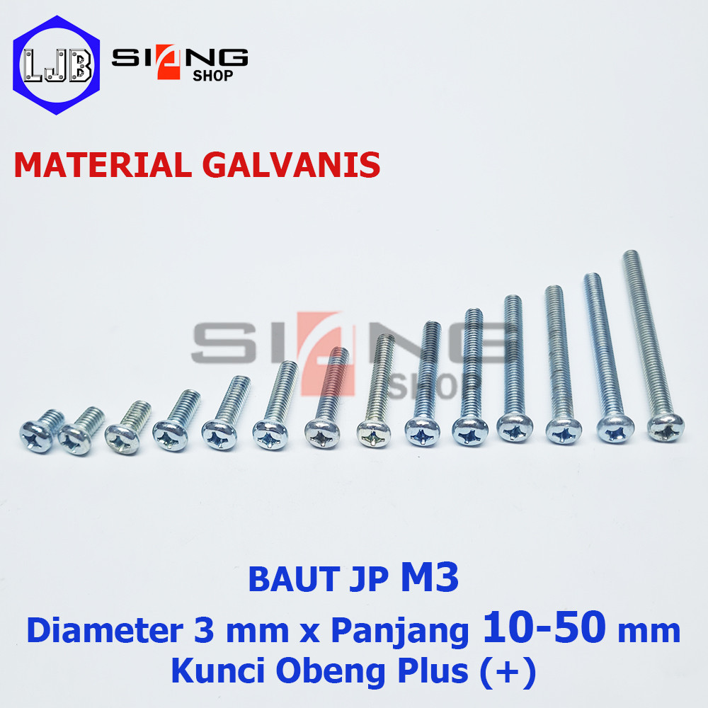Per 100bj JP Galvanized M3 bolts, length 10 to 50mm | Shopee Malaysia