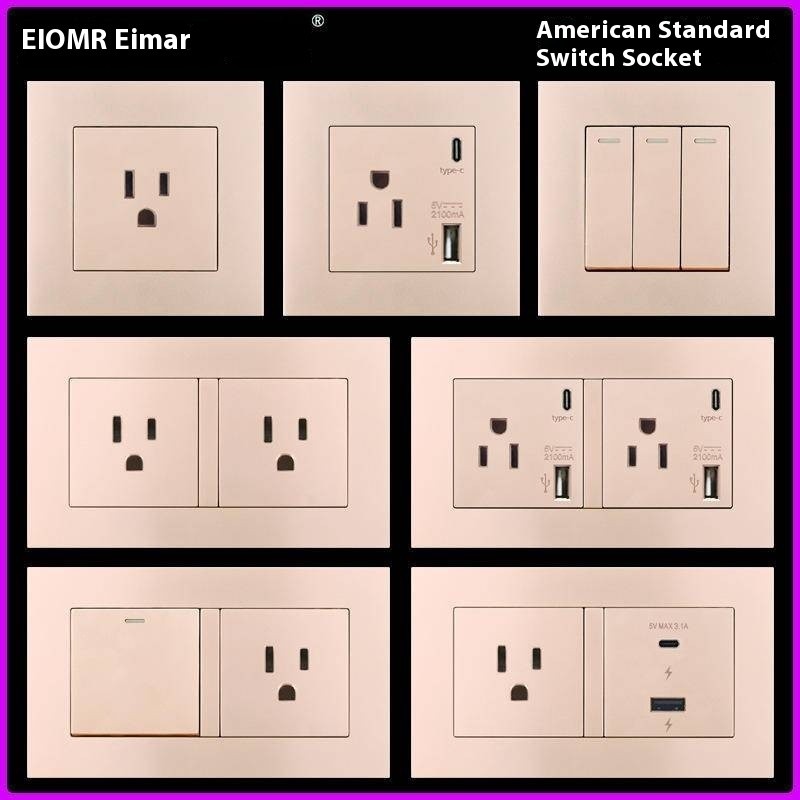 Golden American Switch Socket Panel Japanese Wall Socket American ...