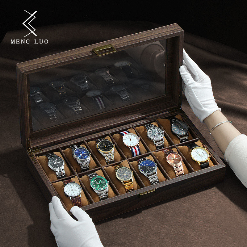 Official Retro Wood Grain Leather Watch Storage Box High-End Household ...