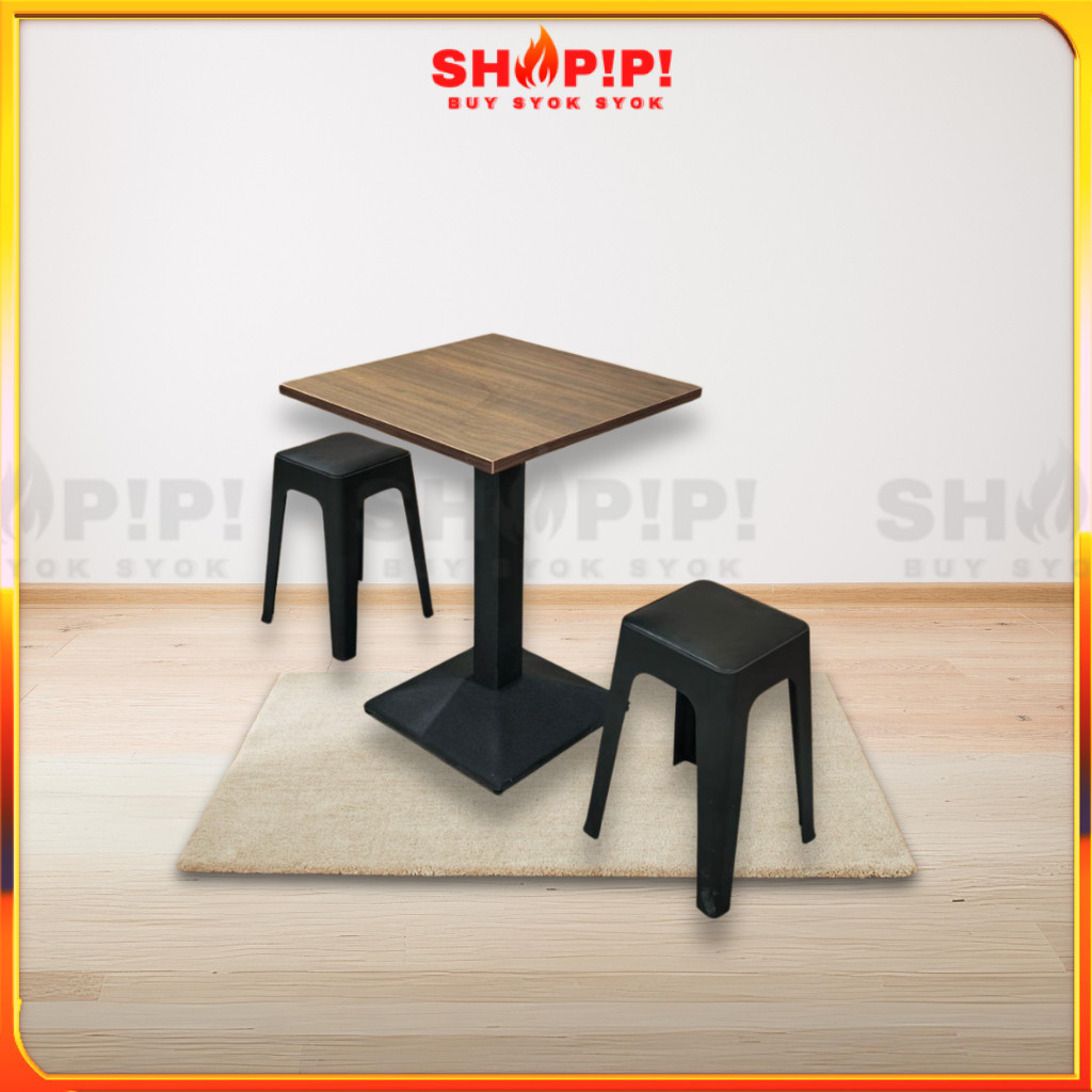 Shopipi PP Cushion Stool Cafe Table Set 1+2 Dining Table Chair Set Meja ...