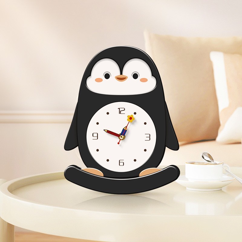 Penguin Clock Ornaments Clock Desktop Clock Creative Pendulum Painting ...