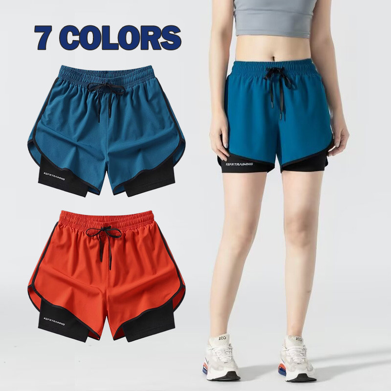 [7 Colors] Men Women Anti-Slip Stretch Fake Two Pieces Quick Dry Sports ...