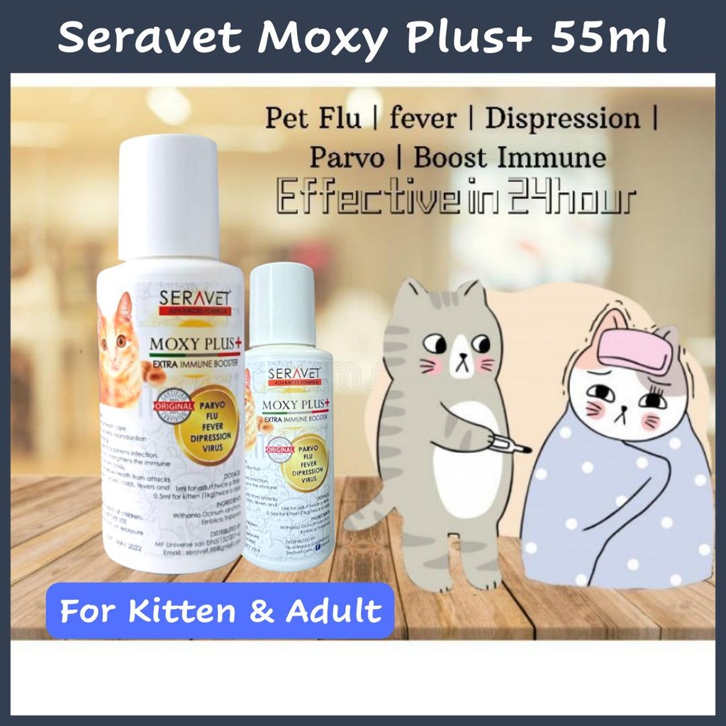 Seravet Moxy Plus+ 55ml Extra Immune Booster Pet Flu Fever Parvo Deman ...