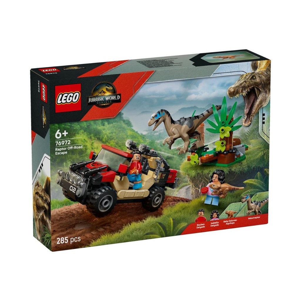 LEGO 76972 Jurassic Raptor Off-Road Escape Building Toy Set (285 Pieces ...
