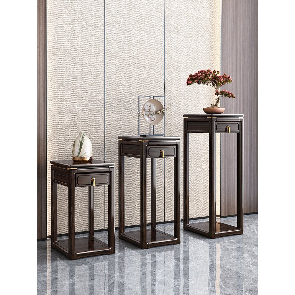 Stand Bunga Kayu Pepejal Walnut Hitam Gaya Cina Baharu Ruang Tamu ...