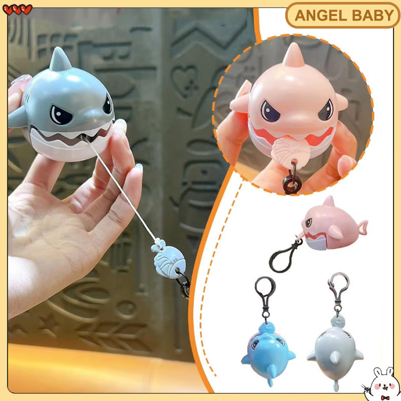 Shark Keychain Cute Creative Pull Line Shark Backpack Hanging Pendant ...