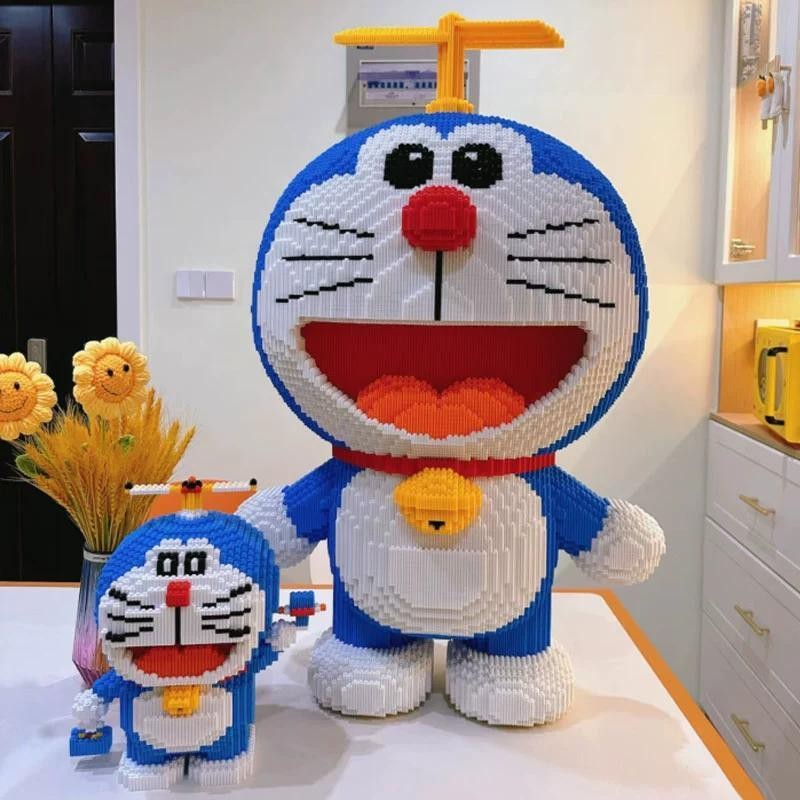Blok bangunan sepadan dengan Lego Doraemon zarah kecil Mainan berkumpul ...