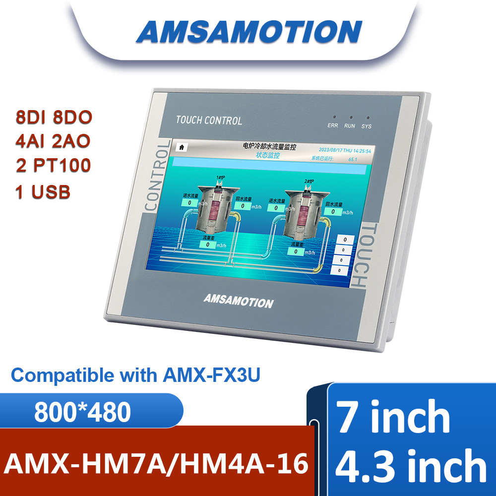 All-in-One Machine 7'' 4.3” Inch HMI+PLC AMX-FX3U Controller Ethernet ...