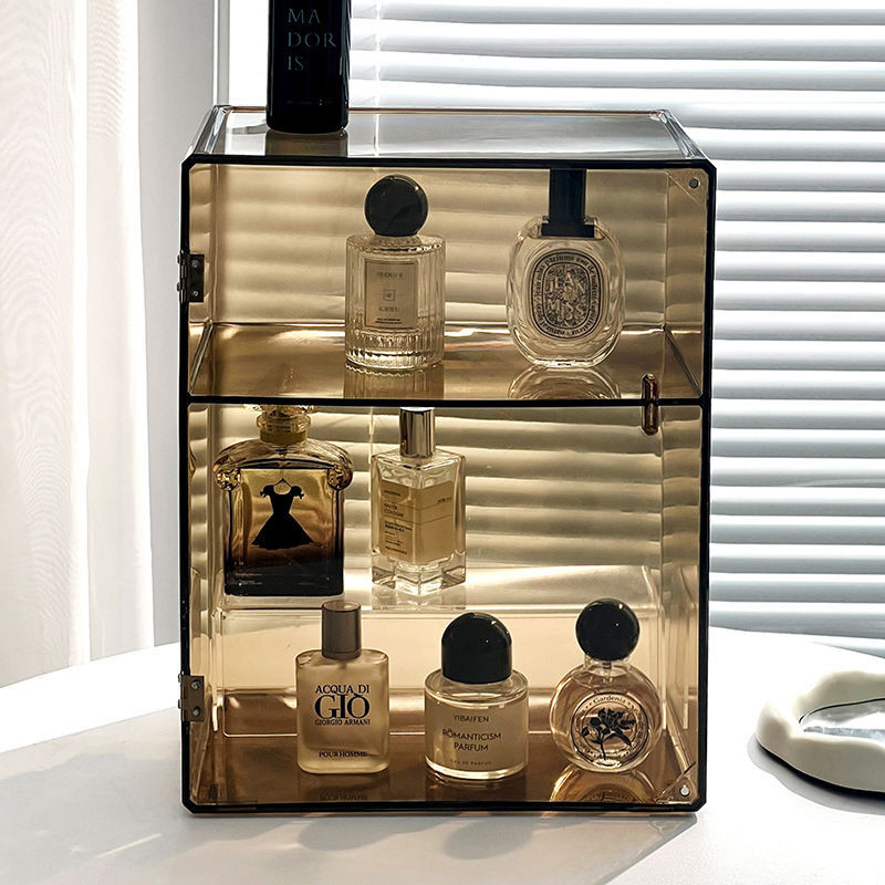 Perfume Storage Box Dustproof Dresser Display Cabinet Skin Care Shelf ...