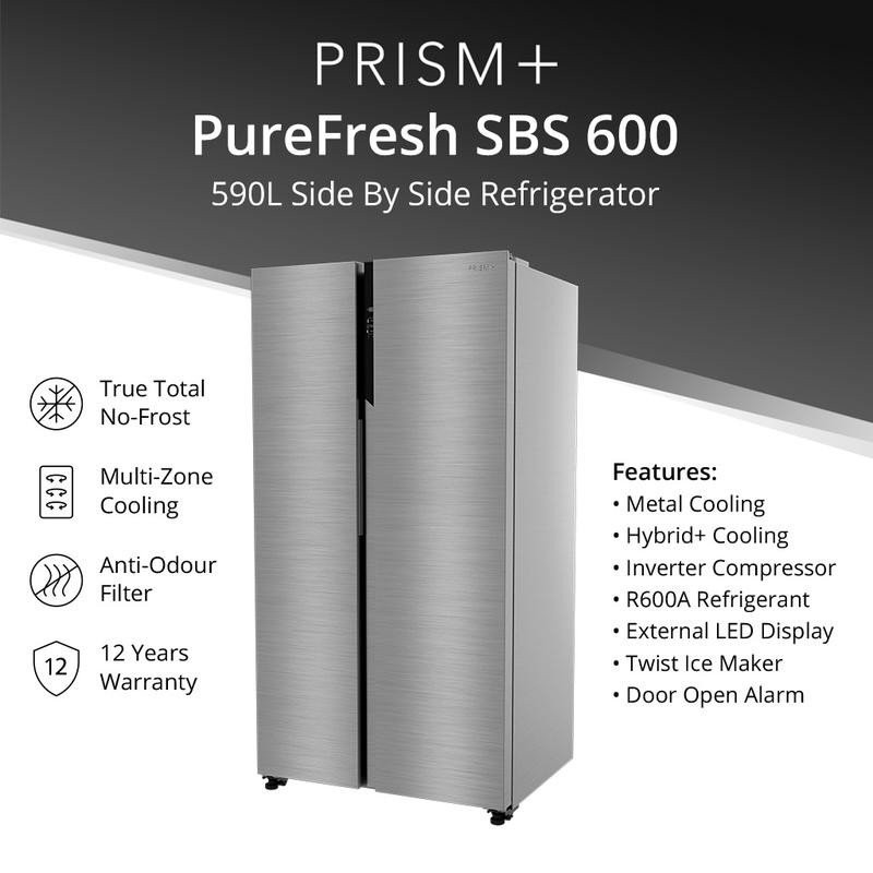 PRISM PureFresh SBS 600 | 600L Side By Side Refrigerator | Benar Total No-Frost | Zon boleh ...