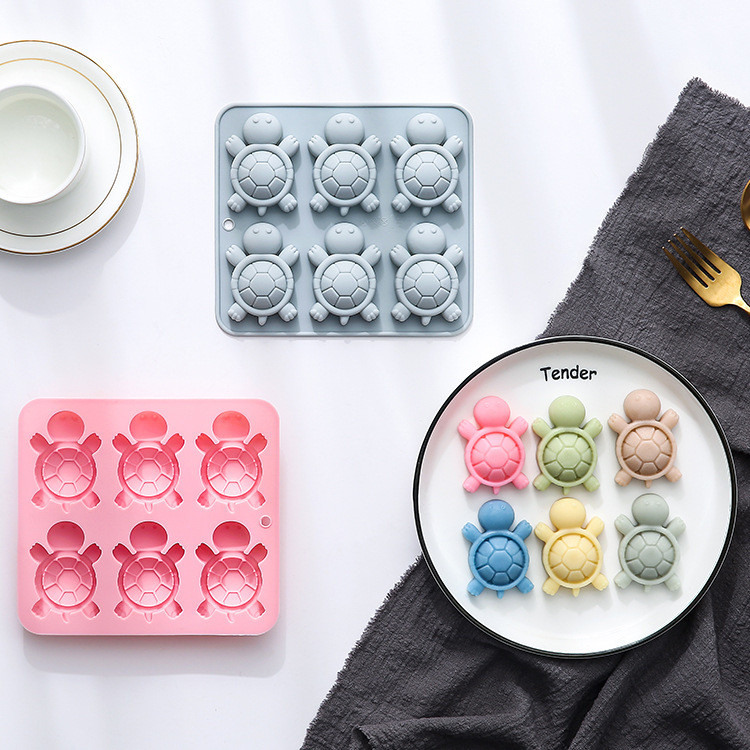 6-Cavity Turtle-Shaped Silicone Mold Jelly Chocolate Pudding Mold Ice ...