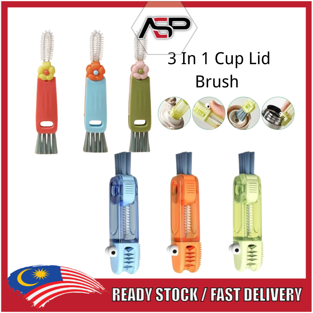Small Crocodile Petal Flower Brush 3 In 1 Cup Lid Brush Thermos Cup ...
