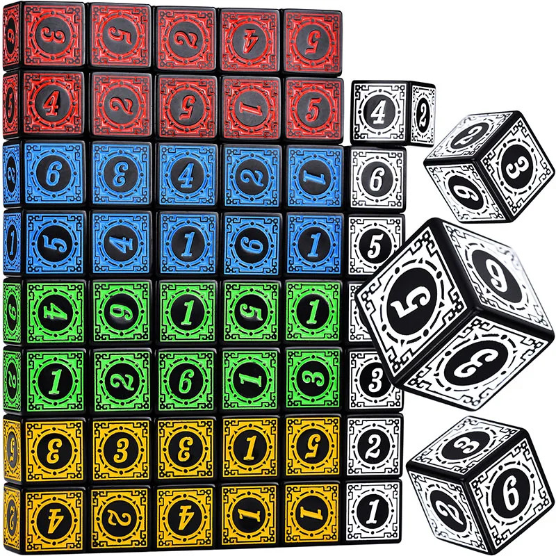10PCS/Set Acrylic Dice Set D6 Carved Pattern Polyhedron Dice 6-sides ...