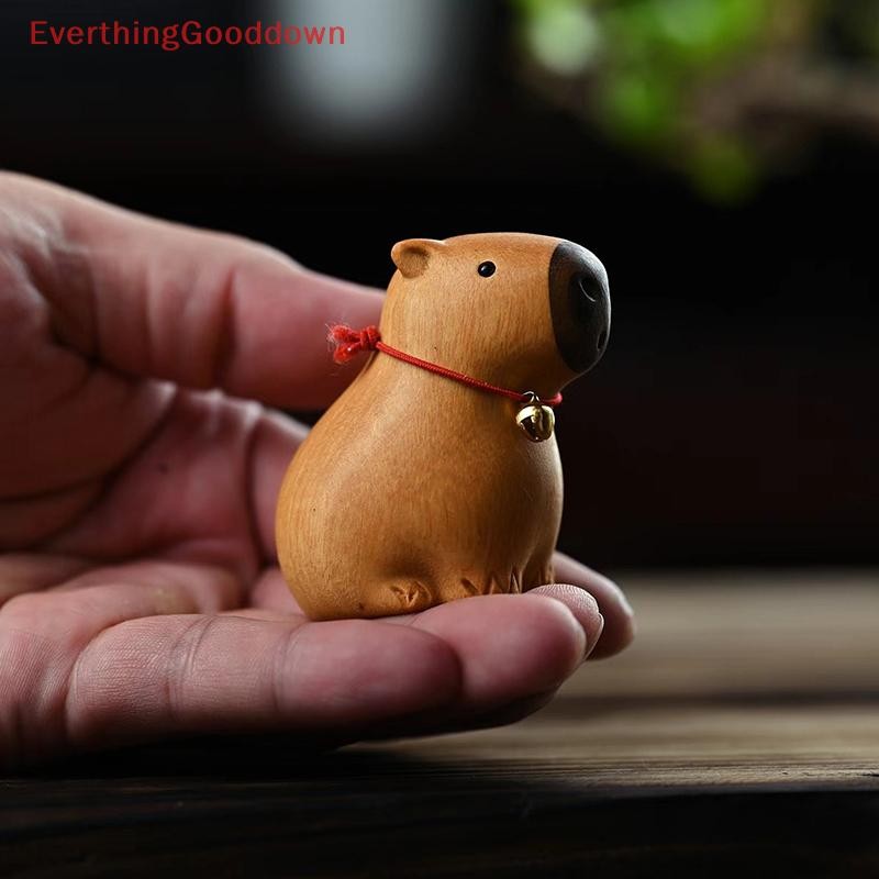 Ed Capybara Cute Animal Small Model Statue Solid Wood Carving Home Room ...