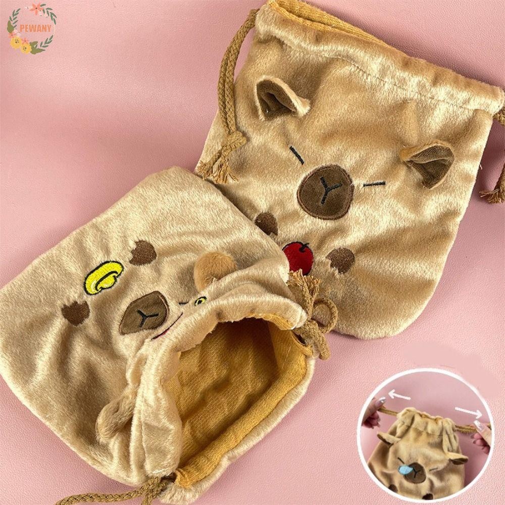 PEWANY Capybara Plush Pocket, Animal Large Capacity Capybara Drawstring Bag, Cute Stuffed Cute ...