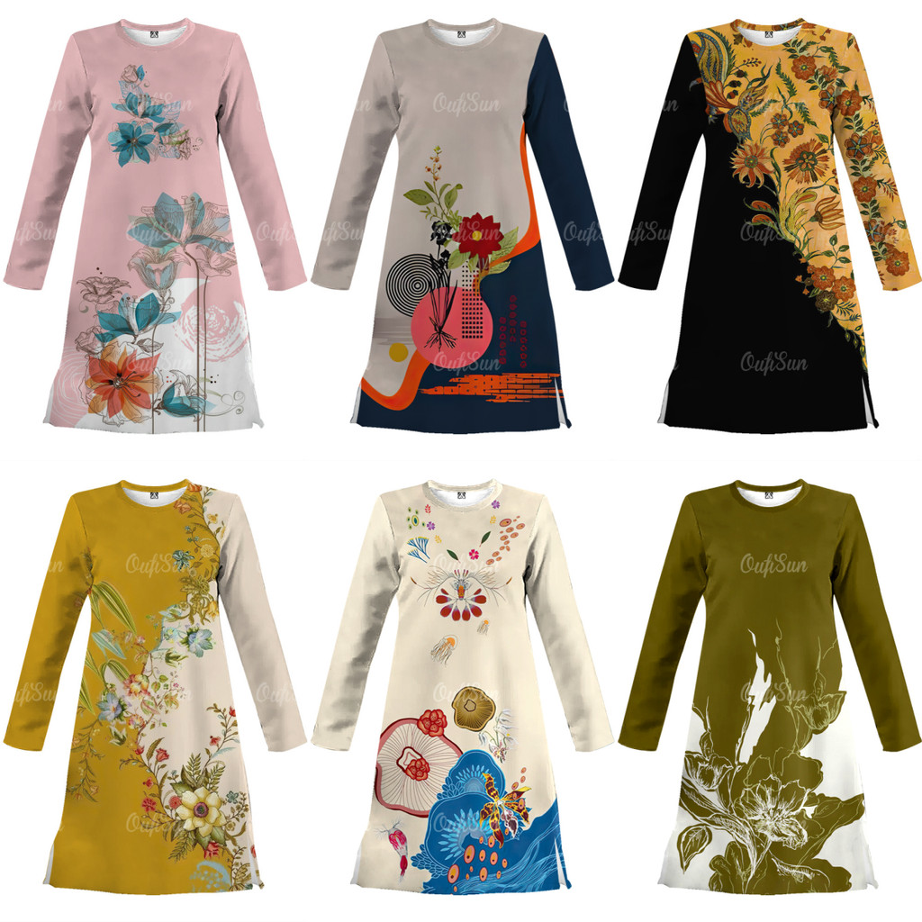 [Ready Stock] Baju Raya Plus Size 2025 Floral Dress Muslim Baju Raya ...