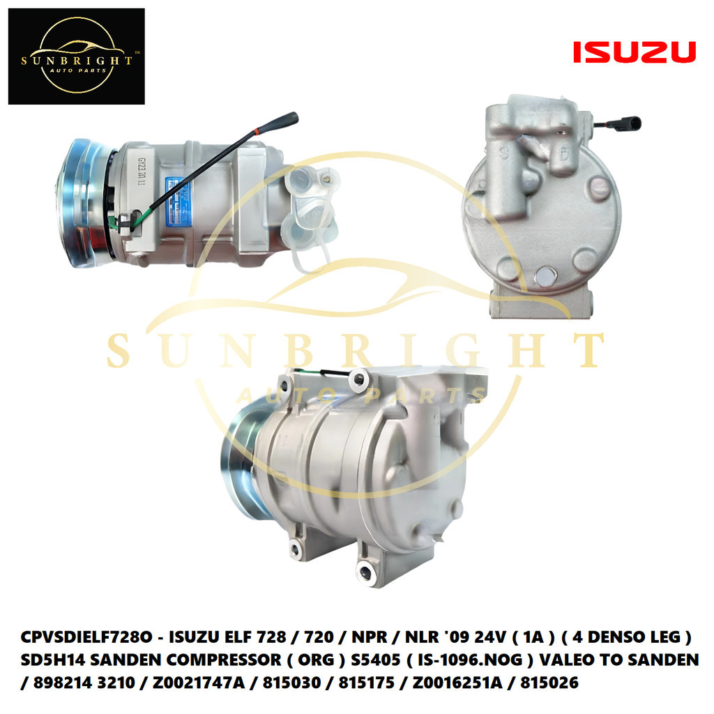 ISUZU ELF 728 / 720 / NPR / NLR '09 24V ( 1A ) ( 4 DENSO LEG ) SD5H14 ...