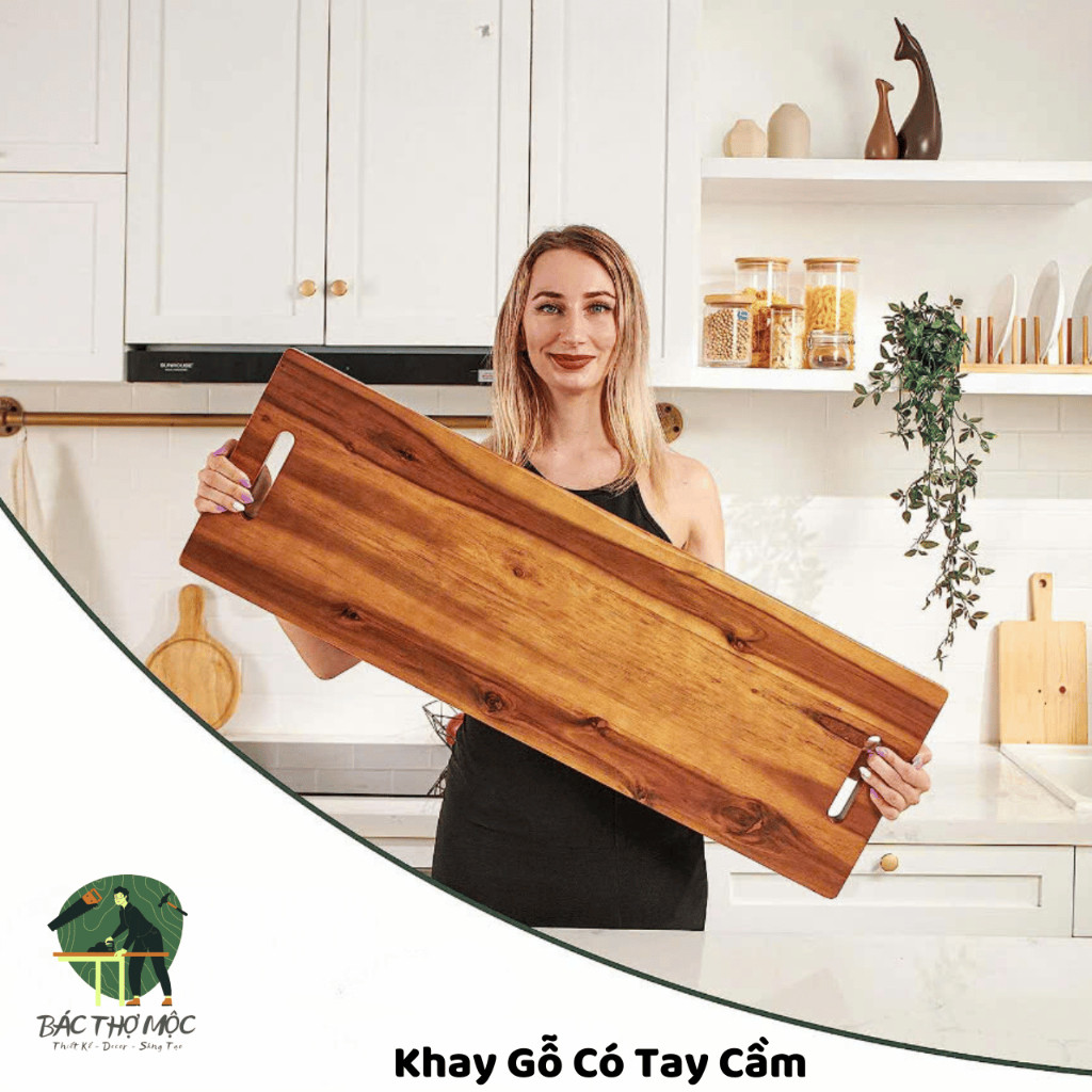 Handheld Wooden Fruit Tray, Rectangular Wooden Tray for Party, Decor ...
