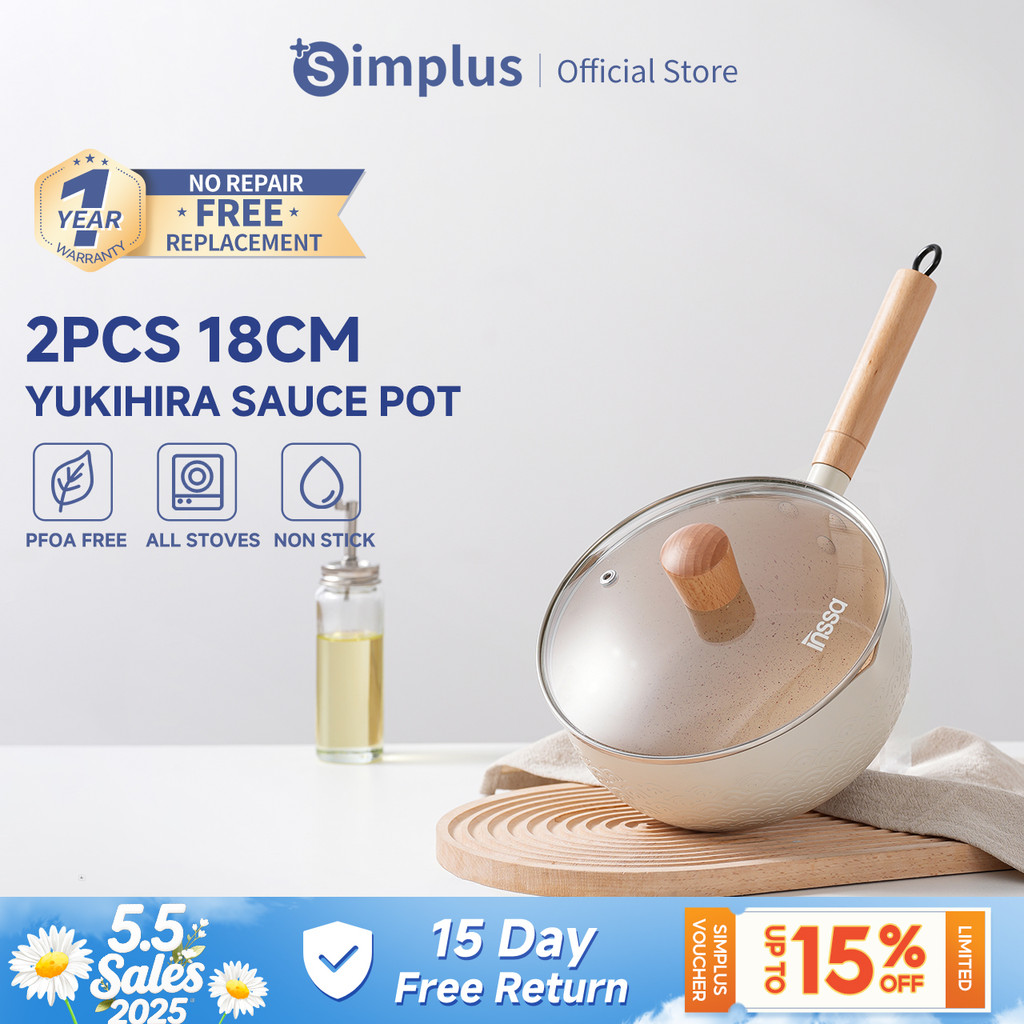 SIMPLUS 18/20cm Yukihira Japanese Cooking Pot Milk Pan Baby Cooking Pot for 2-3 persons Wooden ...