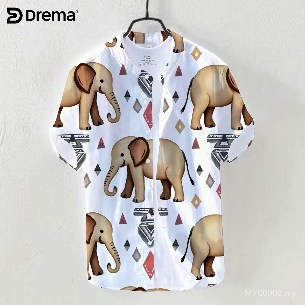 Baju Hawaii Corak Gajah Dreema | baju Hawaii longgar, kain Korea lembut ...