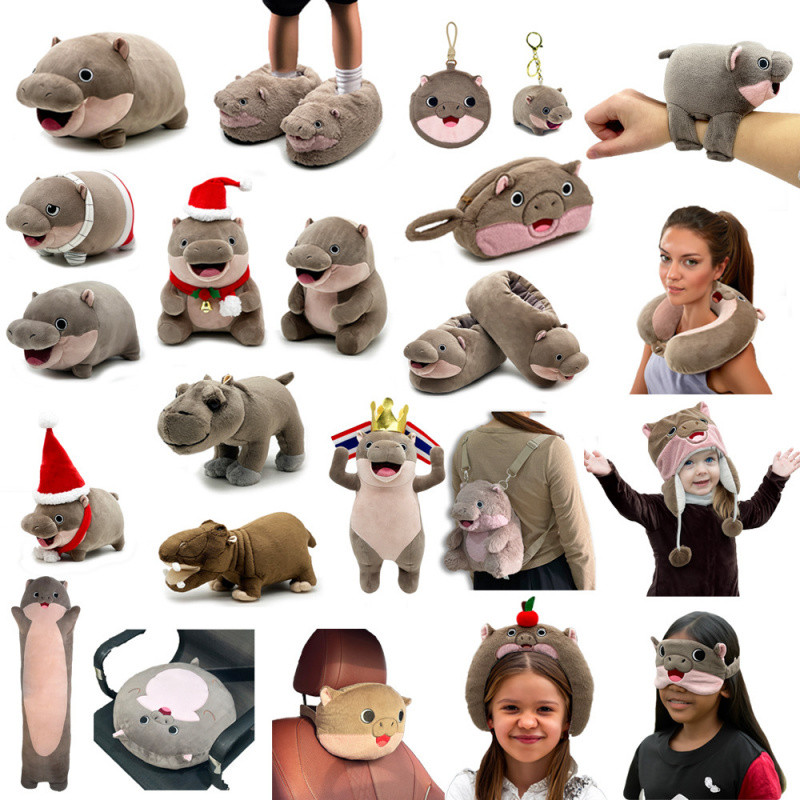 Moo Deng Plush Hippo Dwarf Hippo Stuffed Animal Cute Kawaii Mini Hippo ...