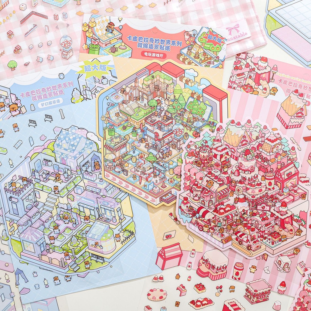 Miniature Cartoon Landscaping Stickers Kapibara Wonderful World Cute 3D ...