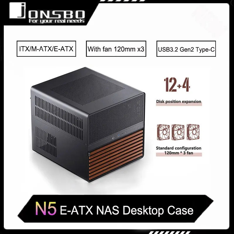 JONSBO N5 black NAS chassis aluminum case ATX power supply supports ATX ...