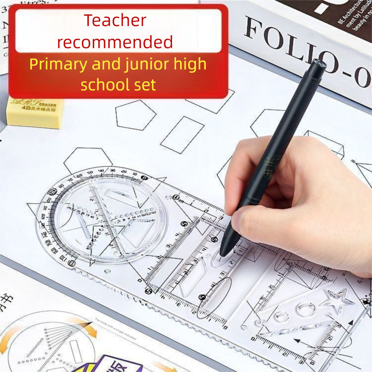 Multifunctional Drawing Ruler Protractor Geometric Ruler Mathematics ...