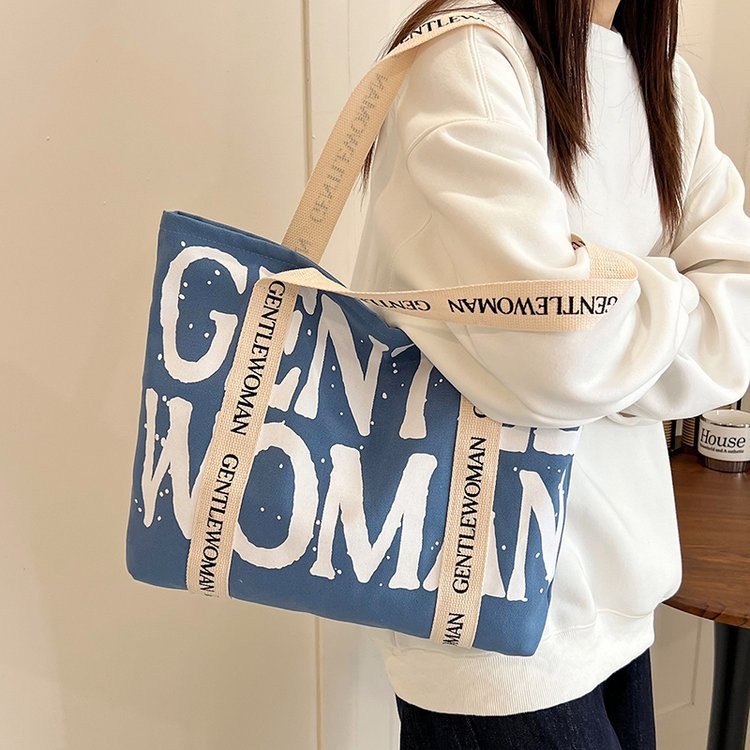 Canvas Bag Large Letter Printing Capacity Canvas Tote Handbag Gentle ...