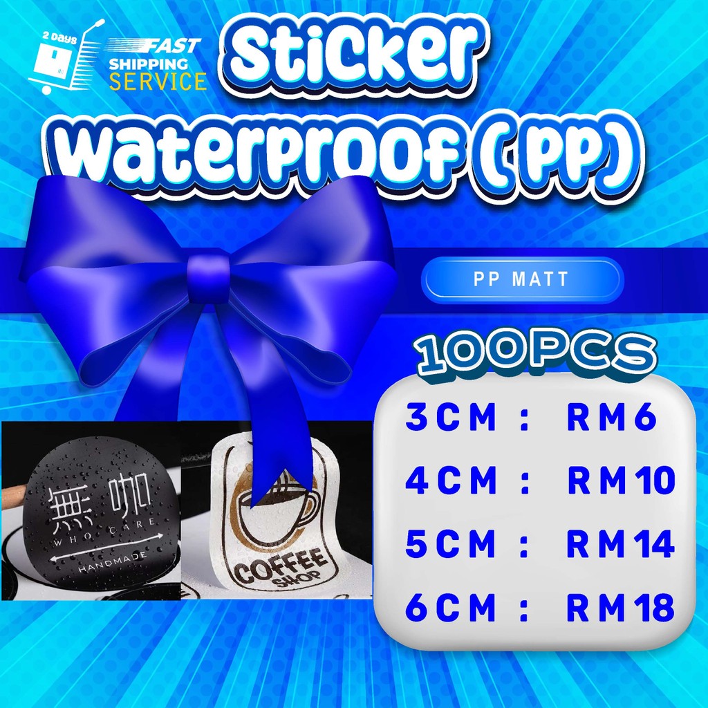(3-6CM) 100pcs WATERPROOF STICKER (KALIS AIR) + CUTTING** | Shopee Malaysia