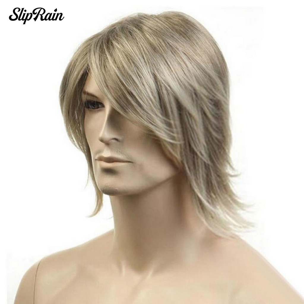 [SR] Men Short Wig High-temperature Wire Wig for Men Shoulder Length ...