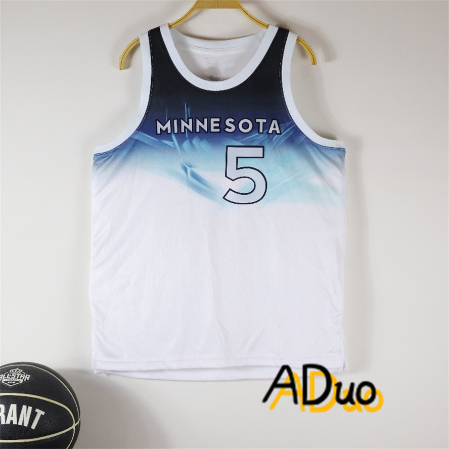 Hot pressed NBA Minnesota Timberwolves #5 Anthony Edwards white 2025 ...