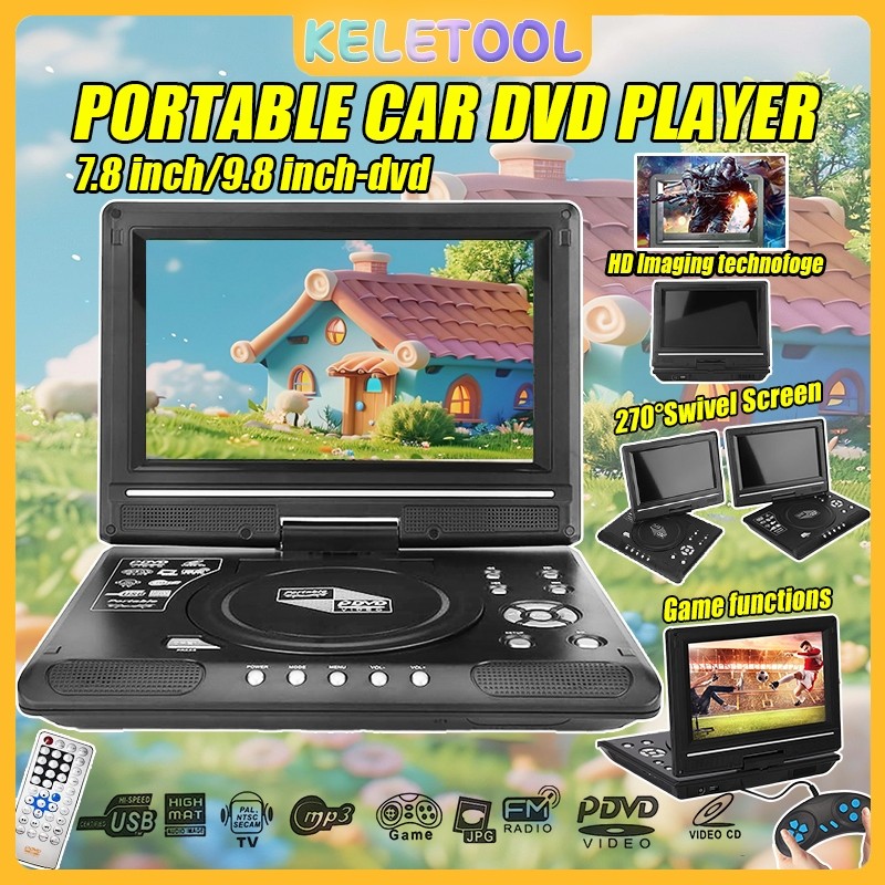 9.8-inch portable multimedia DVD player with screen clamshell style DVD ...