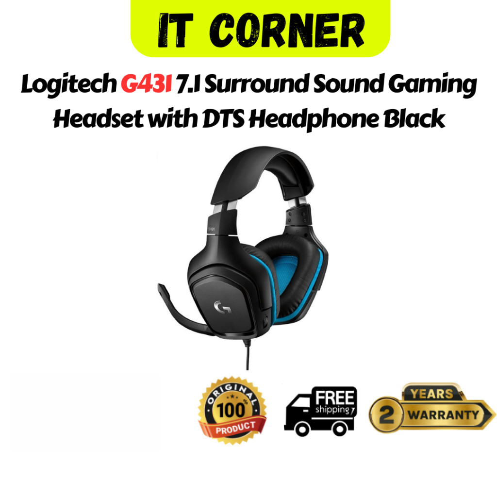 Logitech G431 7.1 Surround Sound Gaming Headset with DTS Headphone Black | Shopee Malaysia