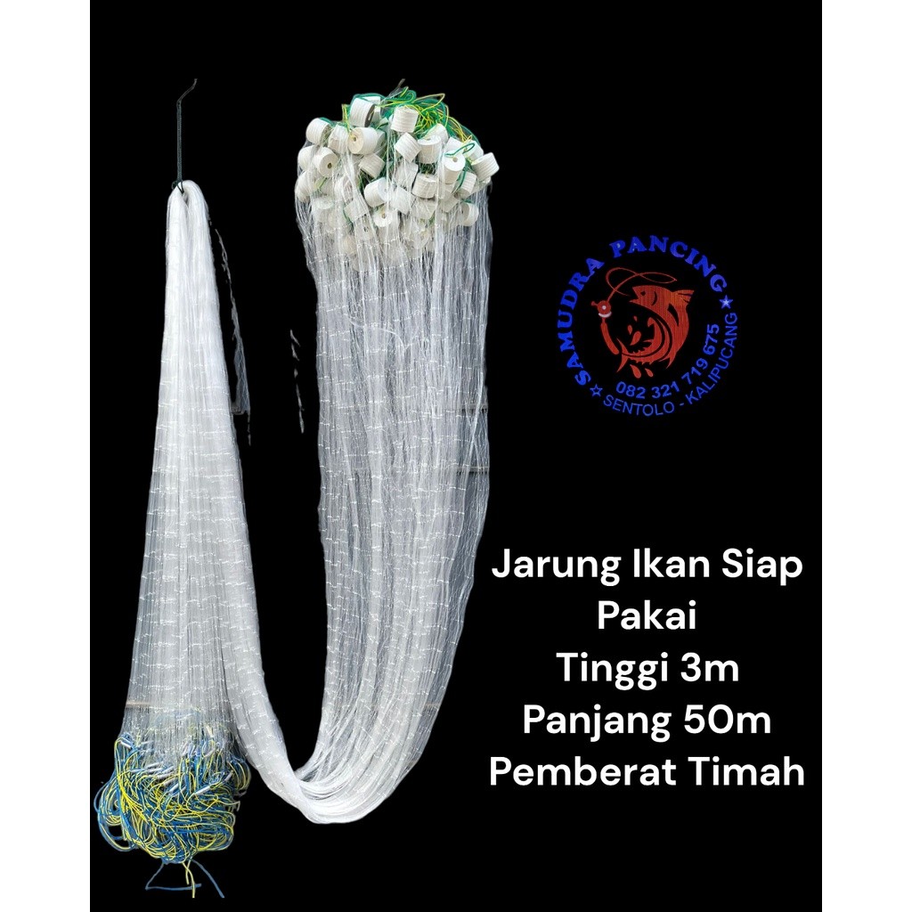 Ready-to-use fishing nets, 3m high, 50m long, lead weights, fishing ...