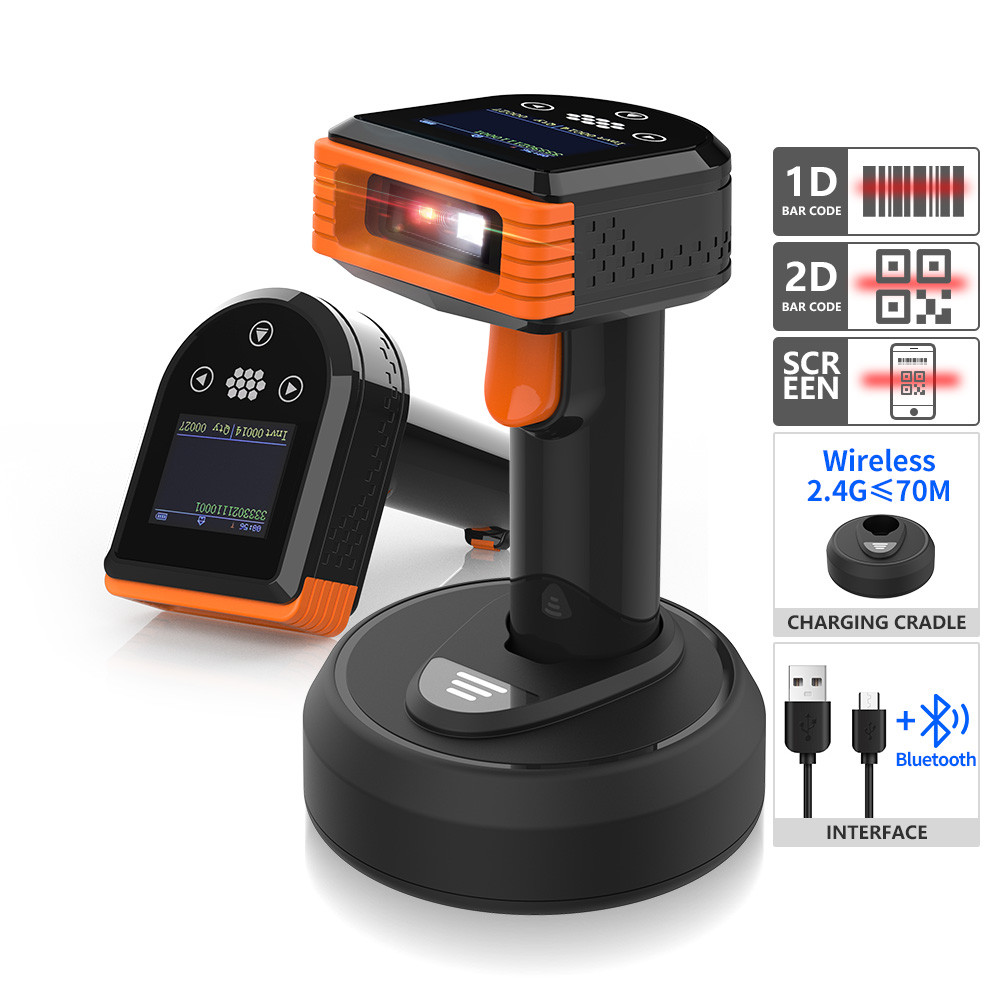 GTCODESTAR Handheld 1D QR Code Scanning Gun 2D Wireless Barcode Reader ...