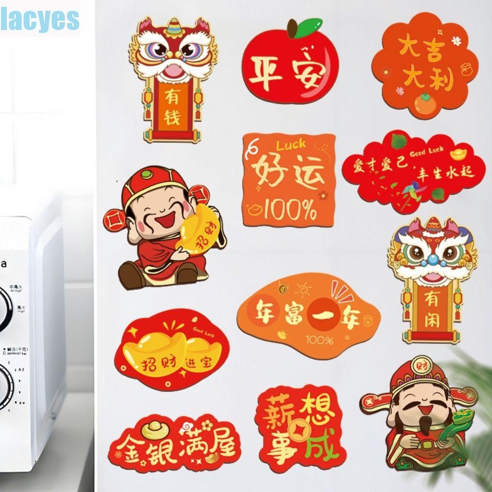 LACYES Chinese New Year Fridge Magnets, Cute Festive God of Wealth ...