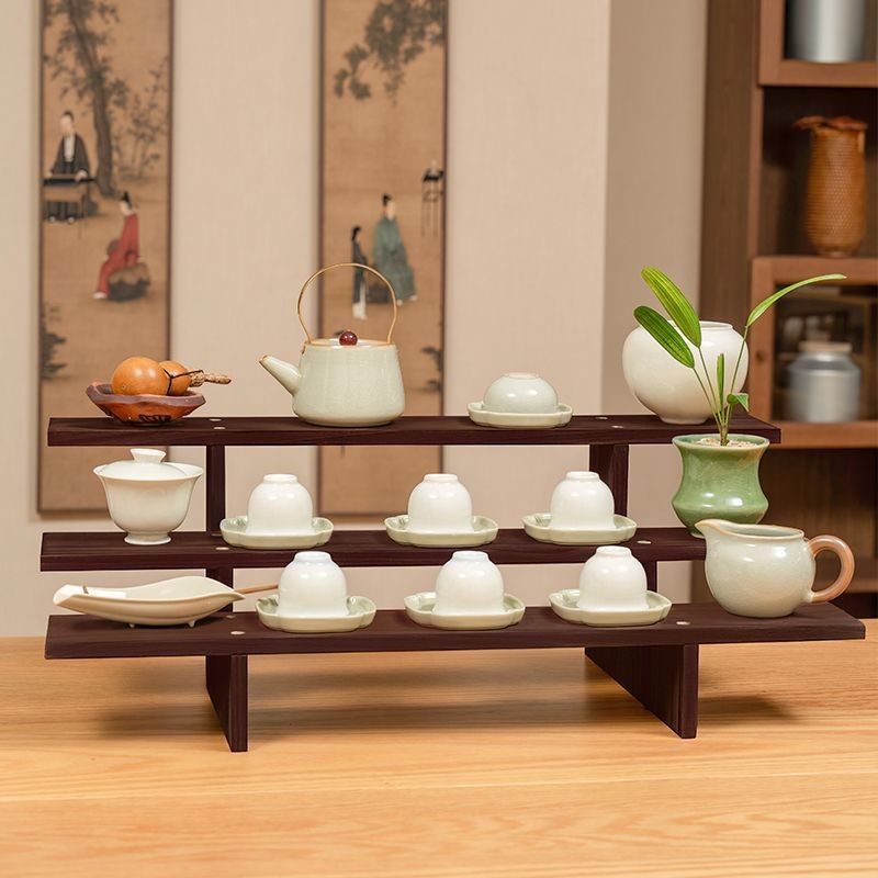 Desktop Teacup Holder Chinese Style Solid Wood Small Bogu Rack Tea Set ...