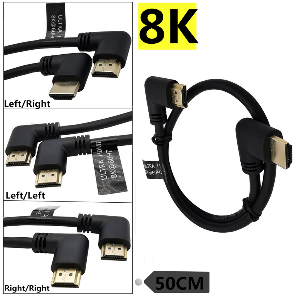 90 Degree Right Angle Double Elbow HDMI Cable Version 2.1 Support 4K ...