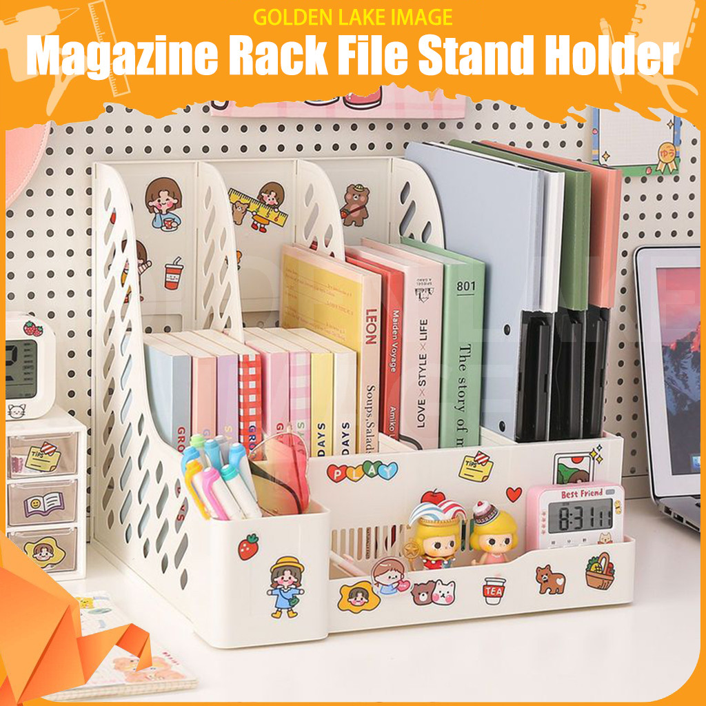 Magazine Rack File Stand Holder 3Layer, 4Layer, with Pen Holder ...