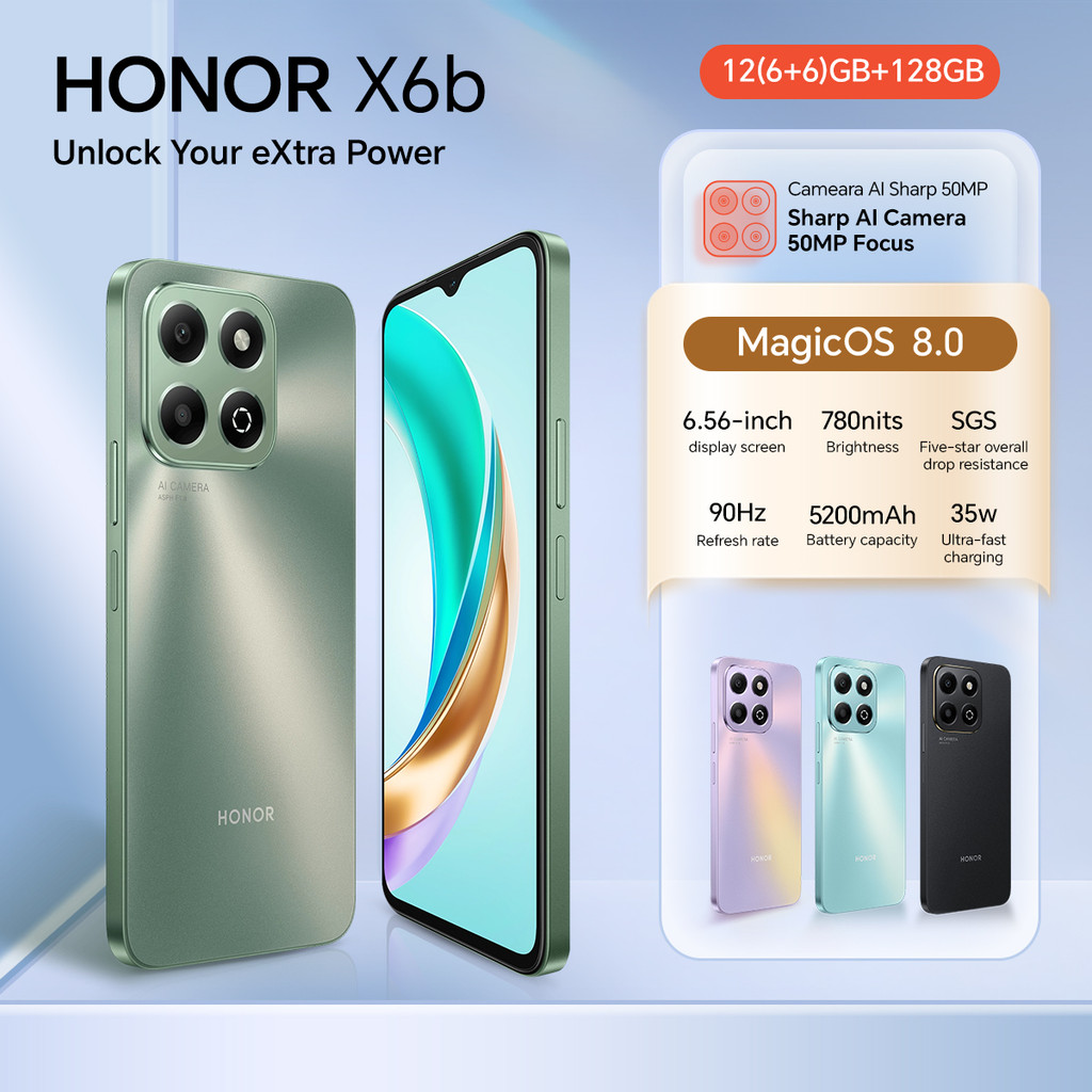 HONOR X6b Smartphone - 6GB+128GB Large Storage | 50MP Ai-Camera ...