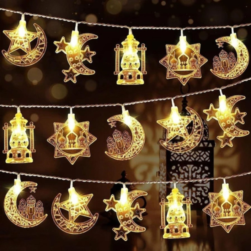 Solar LED Moon Star Light Ramadan Curtain Lamp Wedding Decorations ...