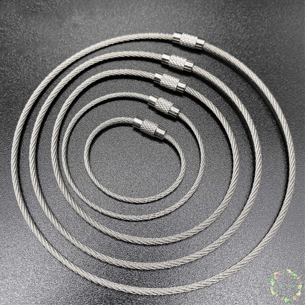 Steel Wire Keychain Cable Loop Screw Lock Rope Heavy Duty Luggage Tags ...