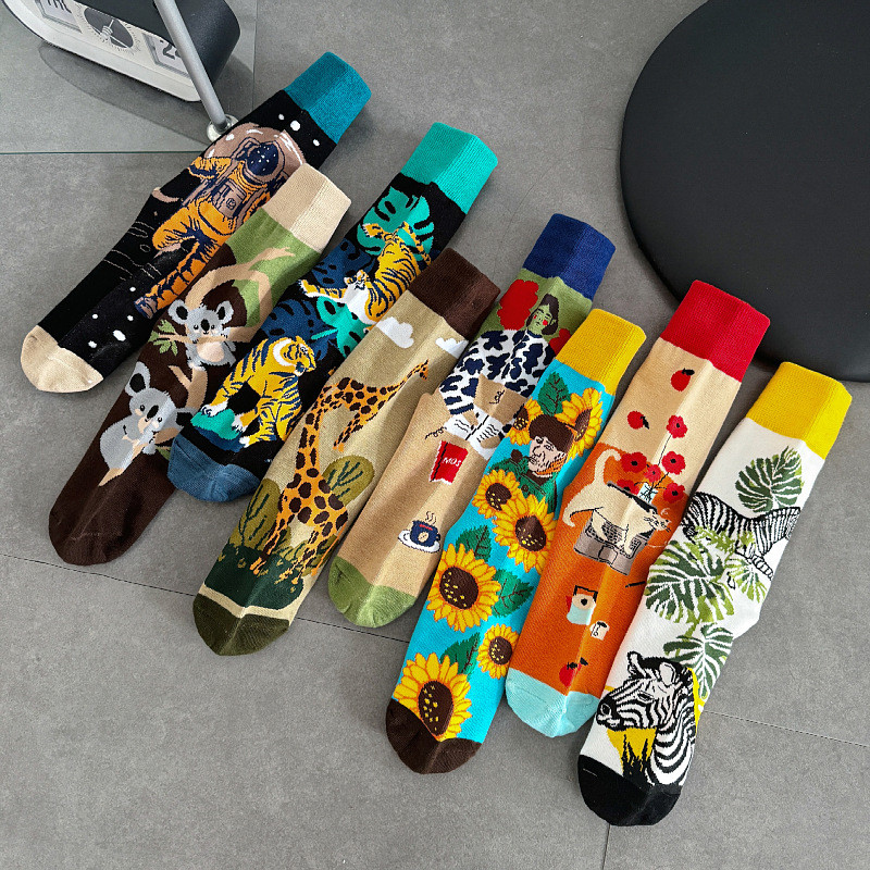 D599 Men's High-Top Socks Autumn Winter Women's Mid-Tube Socks ins ...