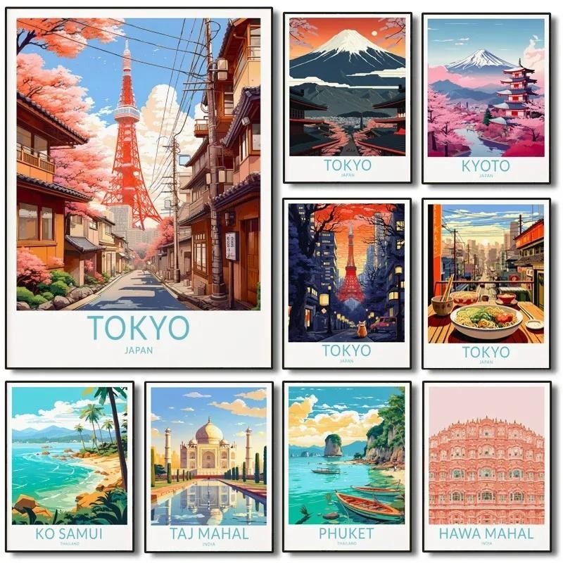 Poster Kanvas Pemandangan Perjalanan Asia - Seni Dinding Tokyo Jepun ...