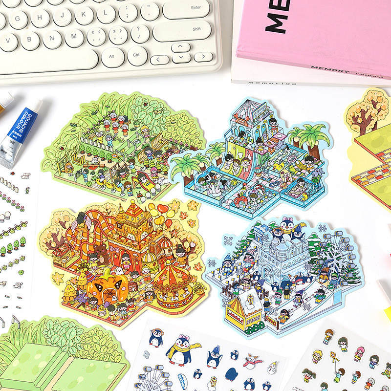 ENWEI 3 Pcs [Holiday Carnival Series] Creative Stickers Landscape ...