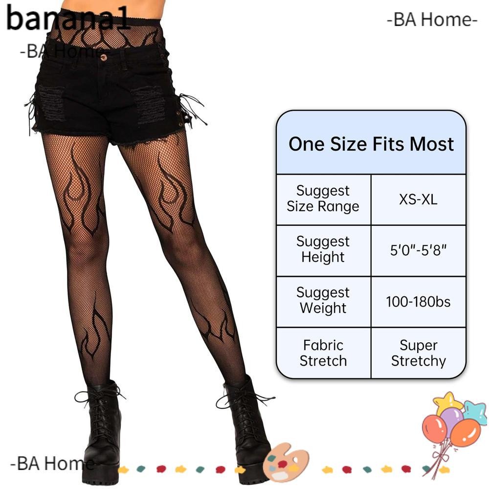 BA Women's Fishnet Stockings, High Elastic Flame Pattern Fishnets ...
