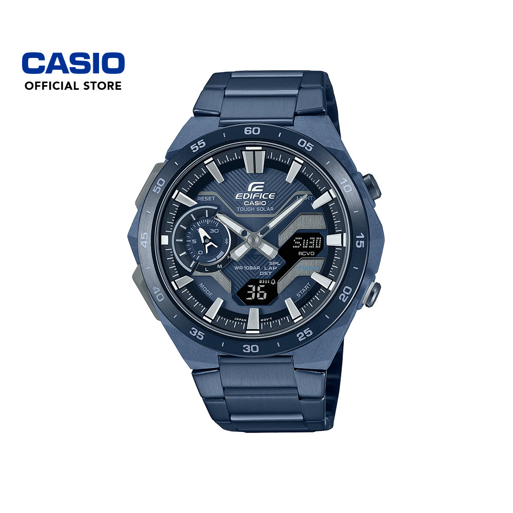 Casio Edifice Cool Blue Edition ECB-2200CB-2A Silver Stainless Steel ...